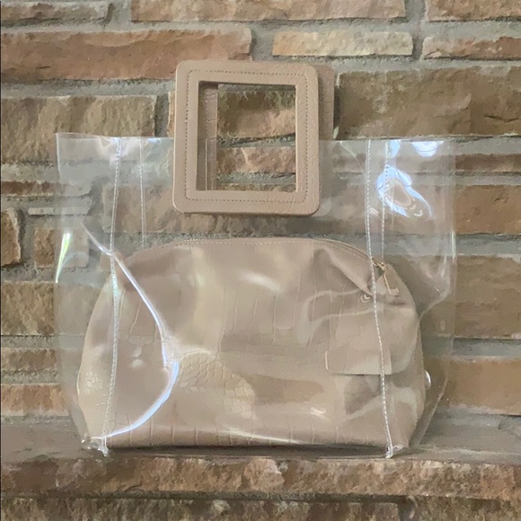Bags | Clear And Taupe Color Bag | Poshmark
